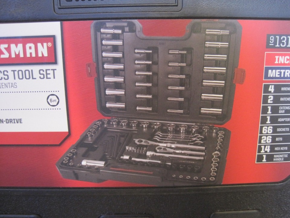 CRAFTSMAN 115 PC. MECHANIC TOOL SET #913161-1/4 & 3/8 IN-DRIVE-6-PT-SAE ...