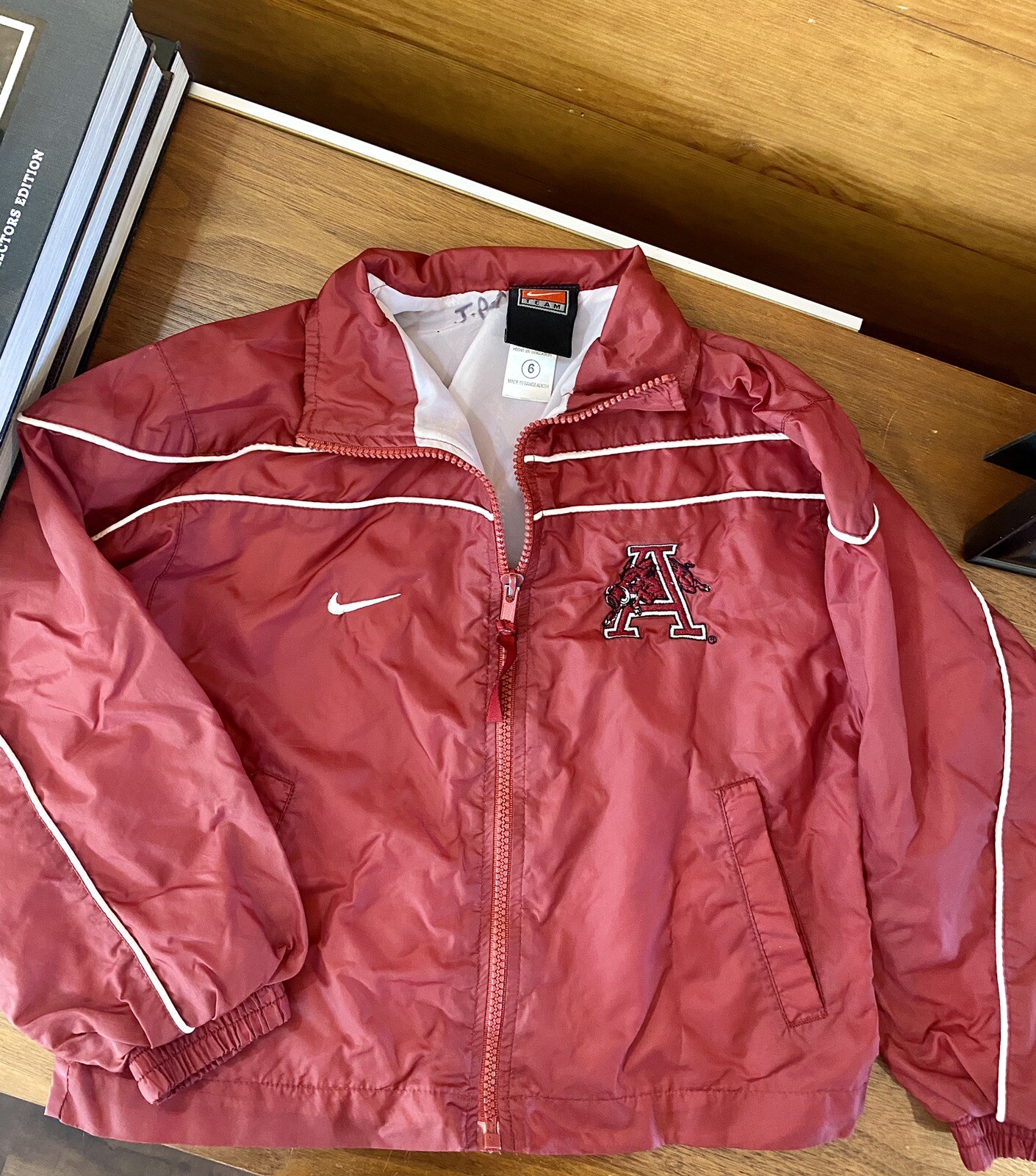 Nike Arkansas Razorback NCAA Full Zip Windbreaker Jacket Youth SZ 6 ...
