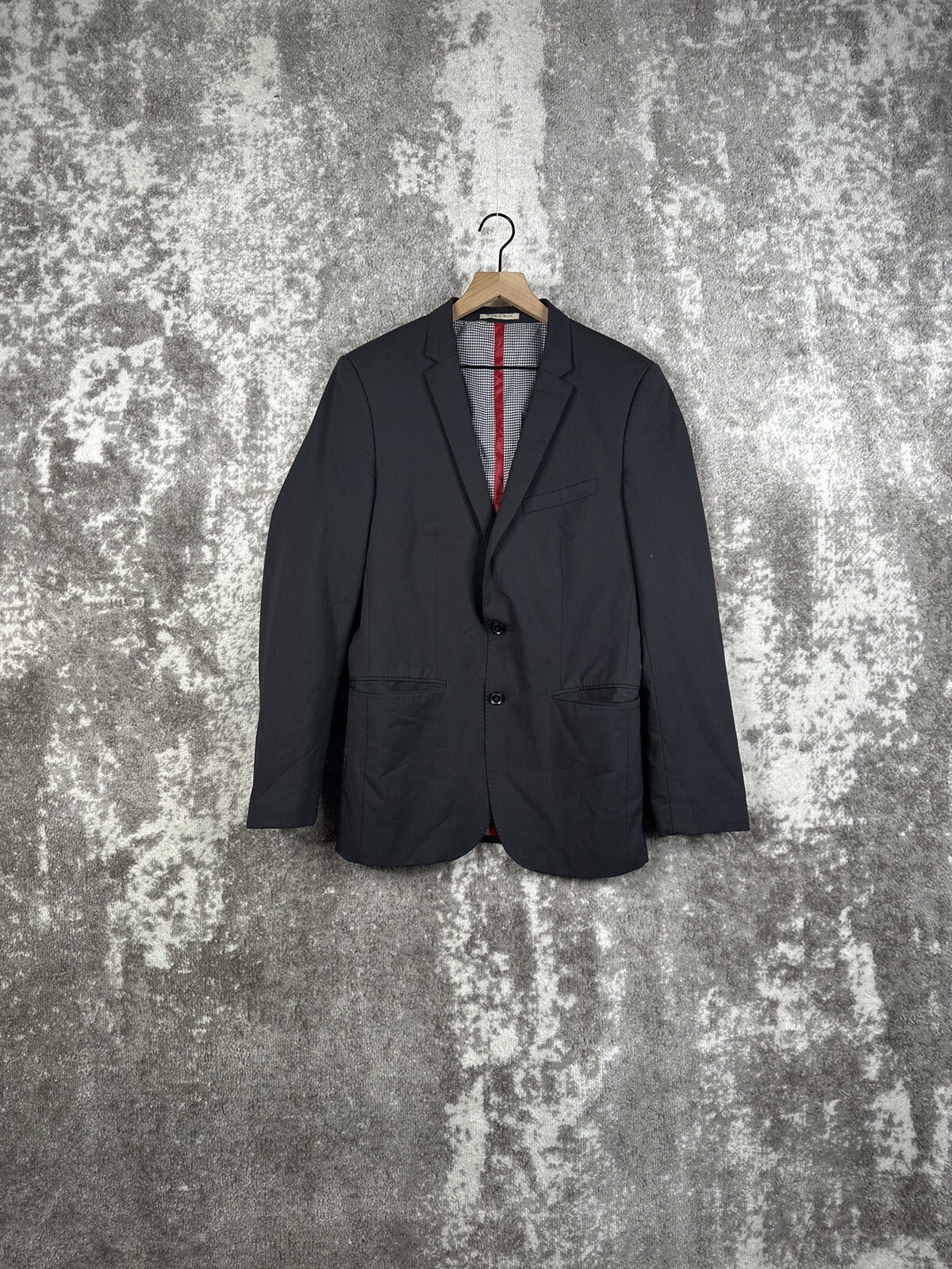 Zara Man Black Check Lining Tailored Fit Stretch Blac… - Gem