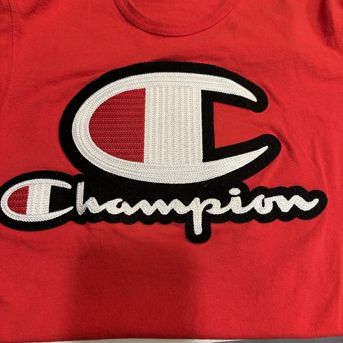 Champion Red Short Sleeve T-shirt With Patch Logo Size Small 100% ...