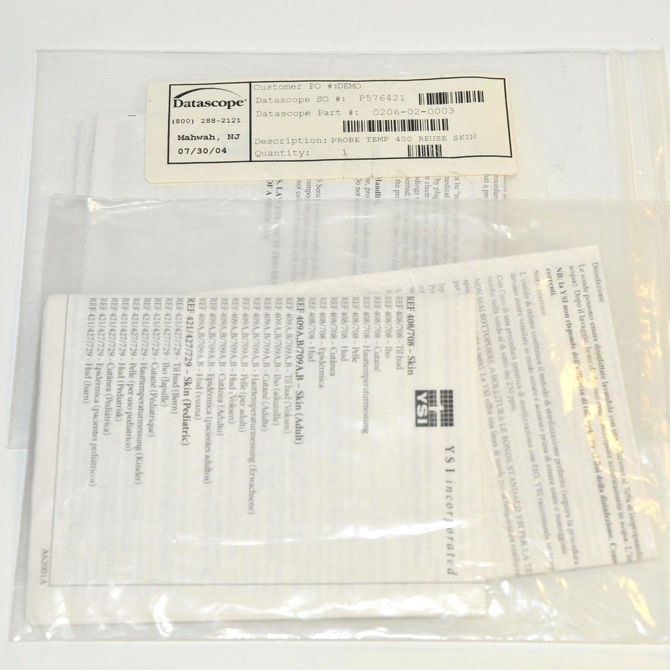 Datascope YSI 400 & 700 Series Temperature Probe Instructions ...