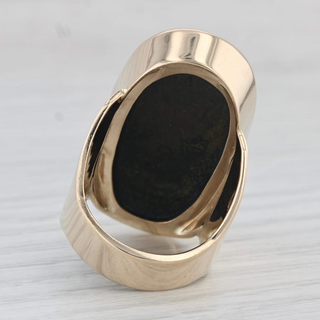 Large Japanese Shakudo Figural Signet Ring 14k Gold C… - Gem