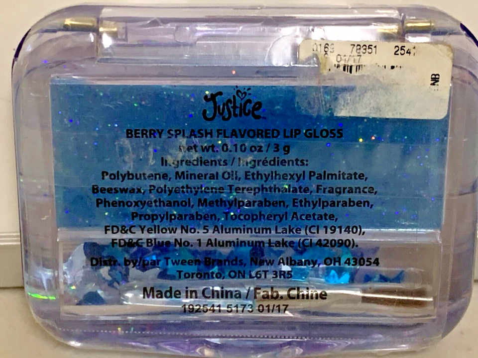 JUSTICE BERRY SPLASH FLAVORED LIP GLOSS - BLUE DOLPJHINS & RAINBOW ...