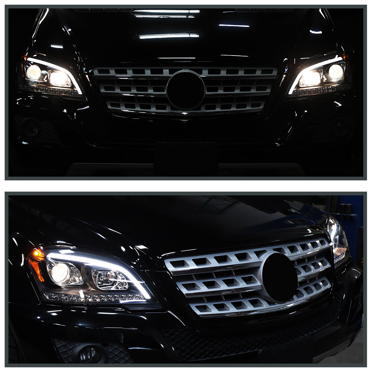 Black Fit 2009-2011 Mercedes Benz W164 ML320 LED Sequential Projector ...
