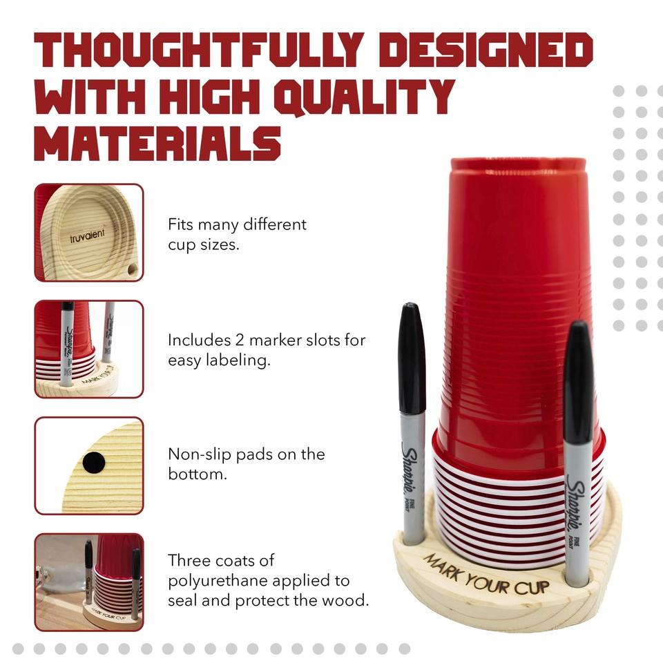 Party Cup Holder With Marker Slots For Any Occasion Made From Wood | eBay
