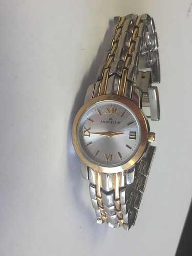 Ladies Anne Klein Watch Round Face Gold Silver Two Tone Y121E 10/8073 ...