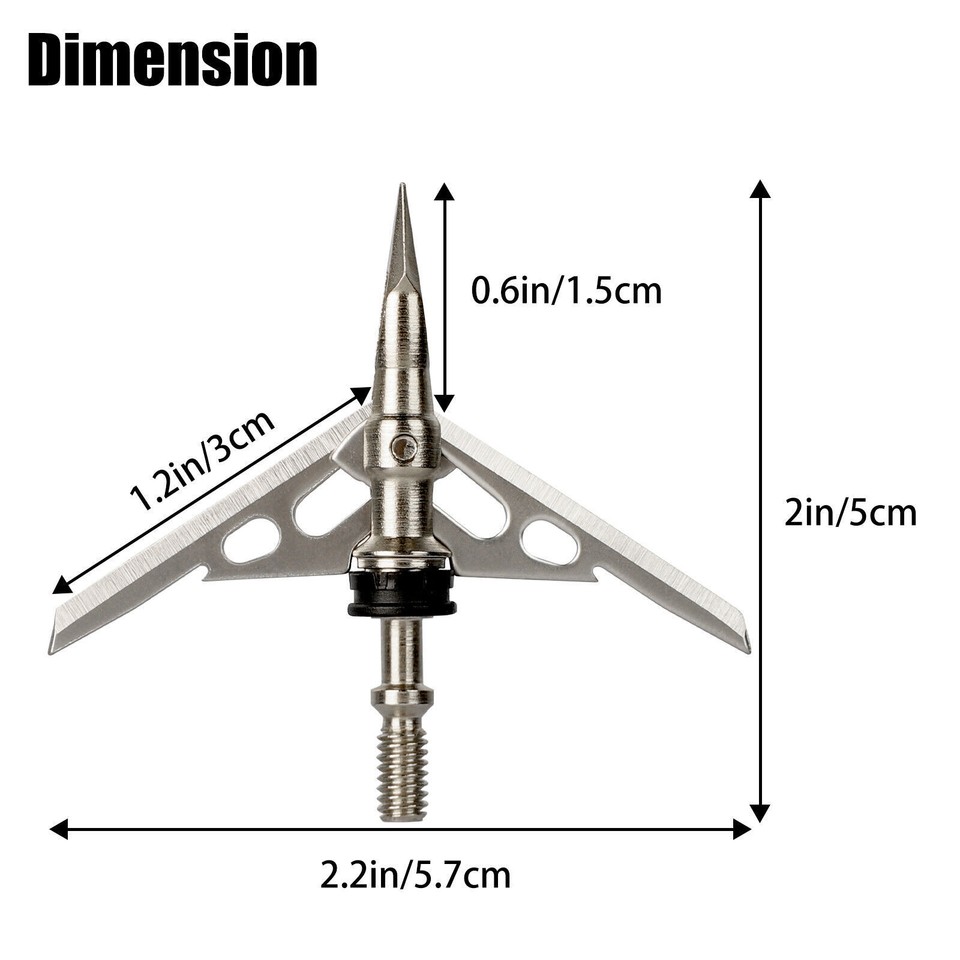 36/24x Archery Broadheads 2 Blade 2" Dia 100Grain Hunting Expandable ...