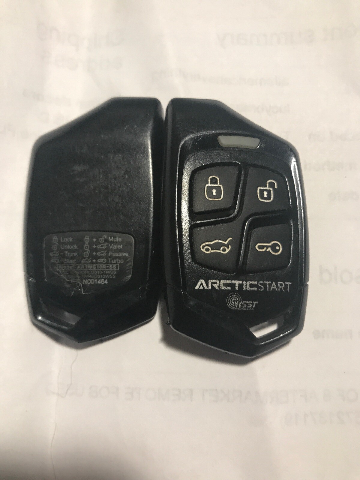 ARTIC START KEYLESS REMOTE FOB TRANSMITTER VA5RED310-1WSS AR1WG10R-SS ...
