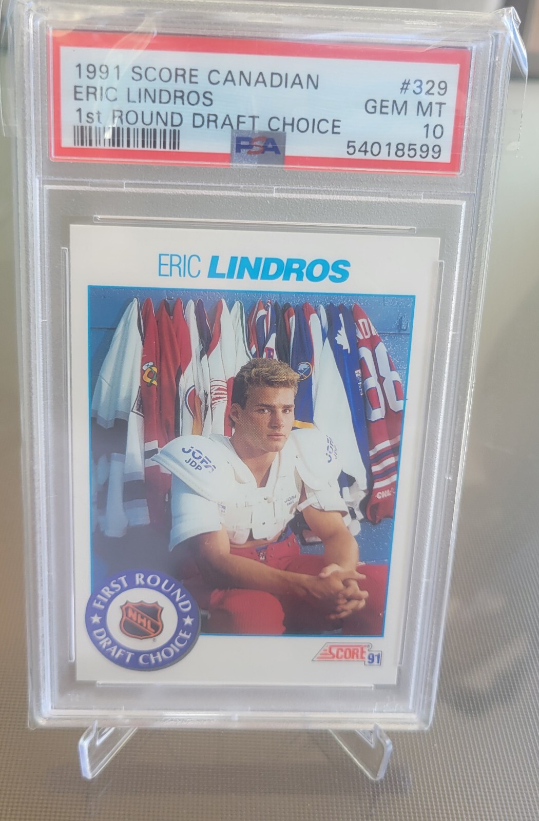 Eric Lindros RC Rookie 1991 SCORE CANADIAN BILINGUAL #329 GEM MINT PSA ...