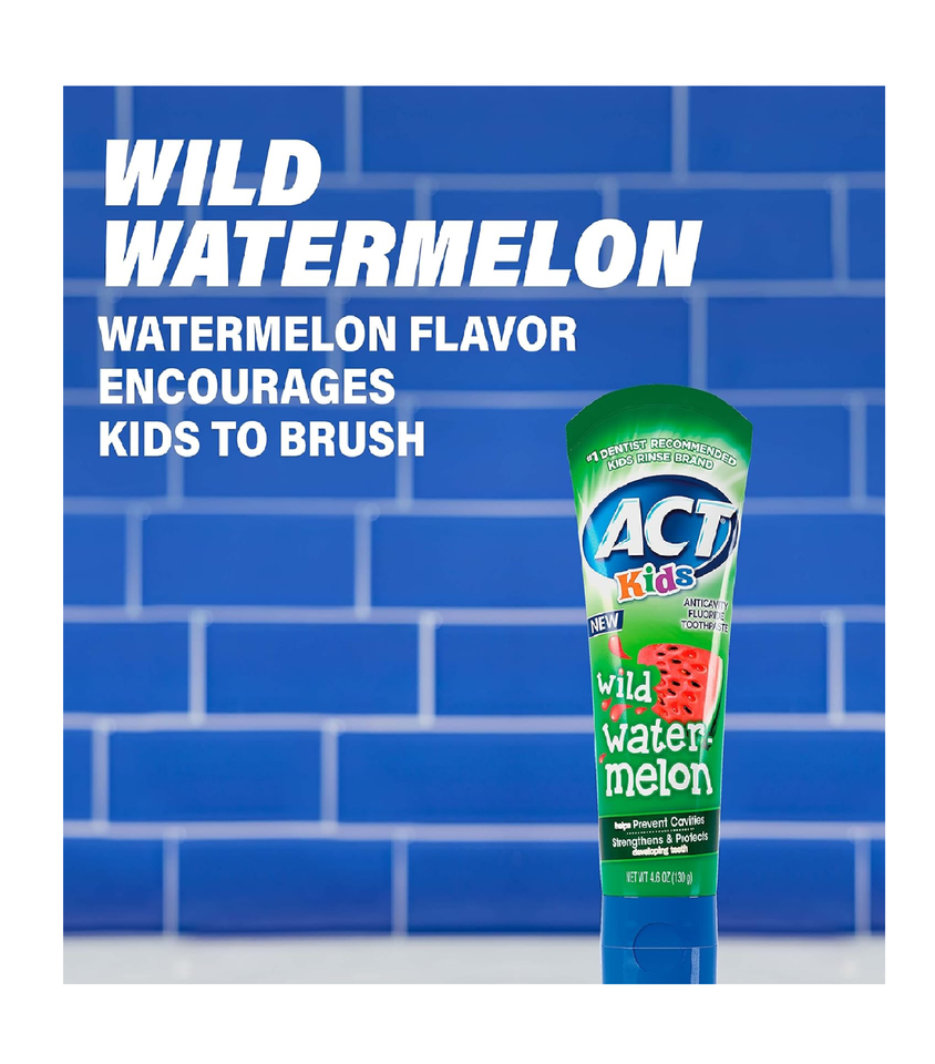 ACT Kids Anticavity Fluoride Toothpaste 4.6 oz Wild Watermelon | eBay