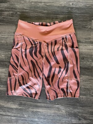 NWT Tek Gear Women's High-Rise Pecan Zebra Print Active Bike Shorts ...