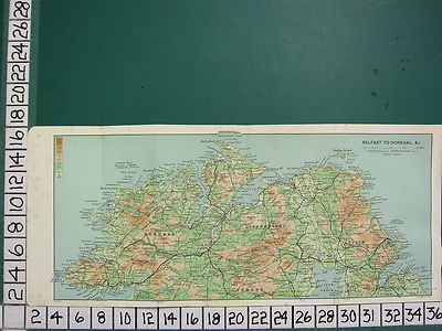 1902 IRELAND TOURIST IRISH MAP ~ BELFAST TO DONEGAL ~ LONDONDERRY ...