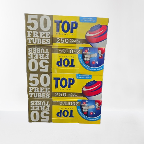 Top Cigarette Tubes Gold 100mm 250 Count Per Box (4-Boxes),1000 tubes ...