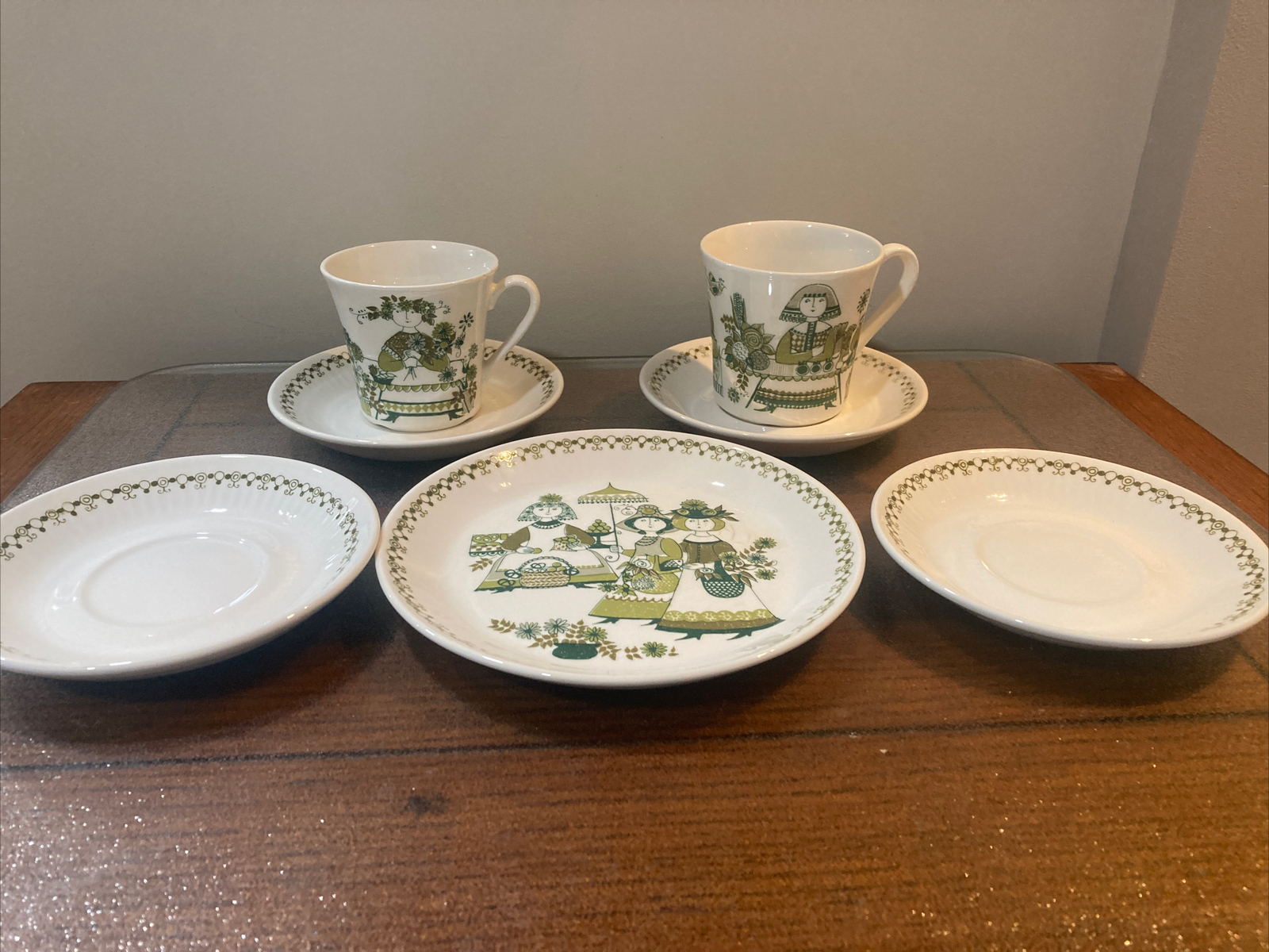 7 pc Vintage Figgio Flint Turi Design Norway MARKET - CUPS SAUCERS ...