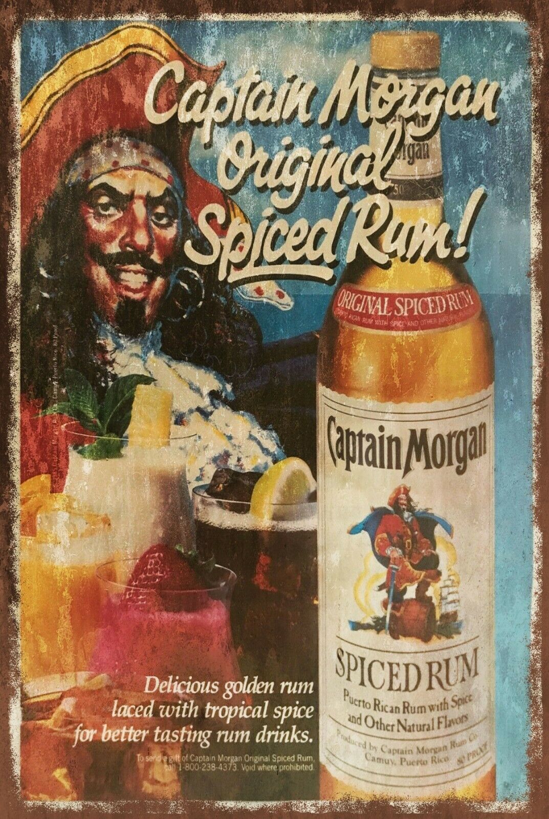 Captain Morgan Advert Vintage Look Retro style Metal Sign, bar pub ...