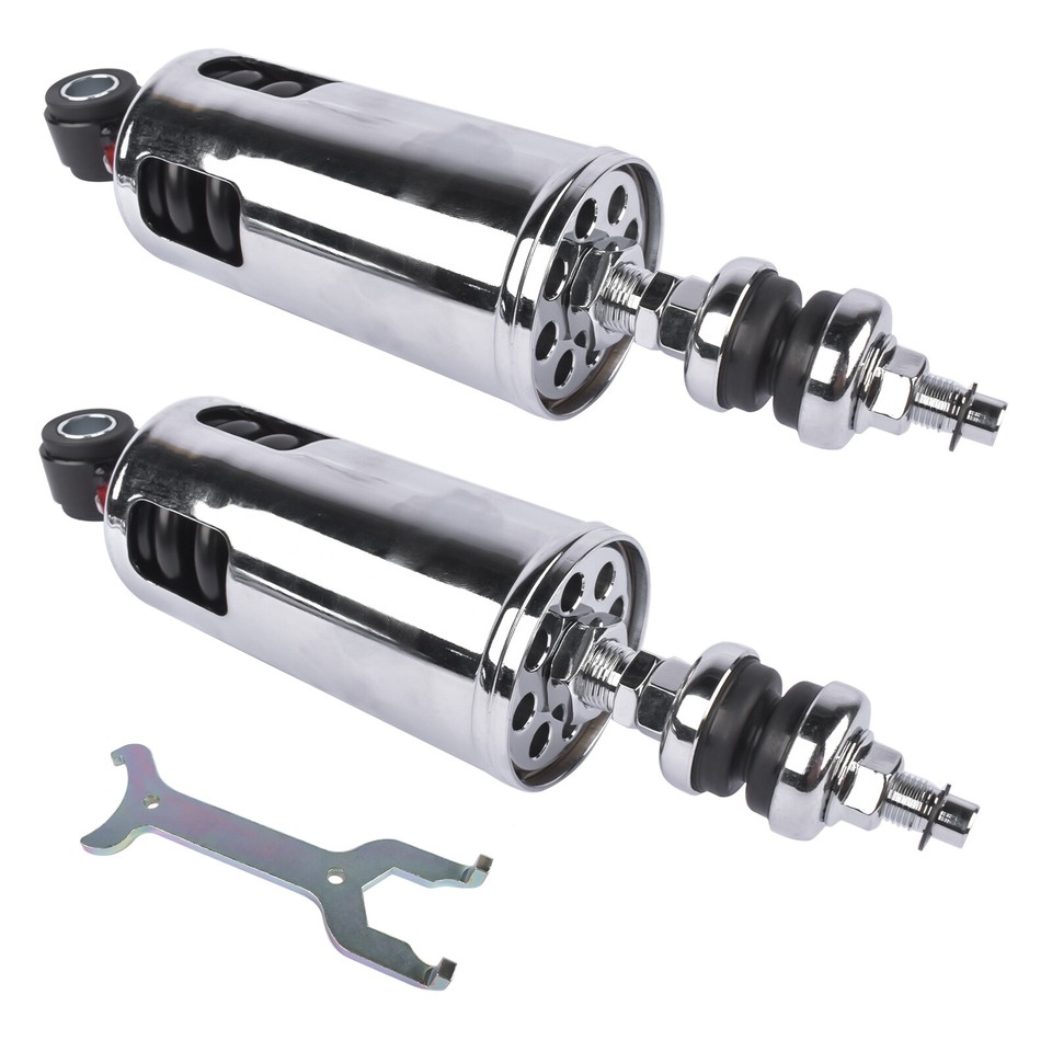 2x Rear Suspension Shocks Adjustable Chrome for Harley Softail Fatboy ...