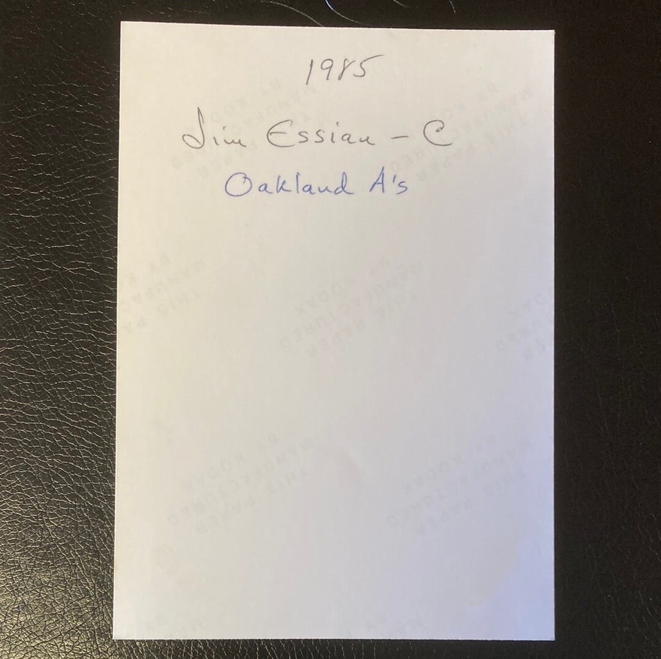 Autographed MLB Oakland Athletics Jim Essian-C Personal Picture 1985 ...