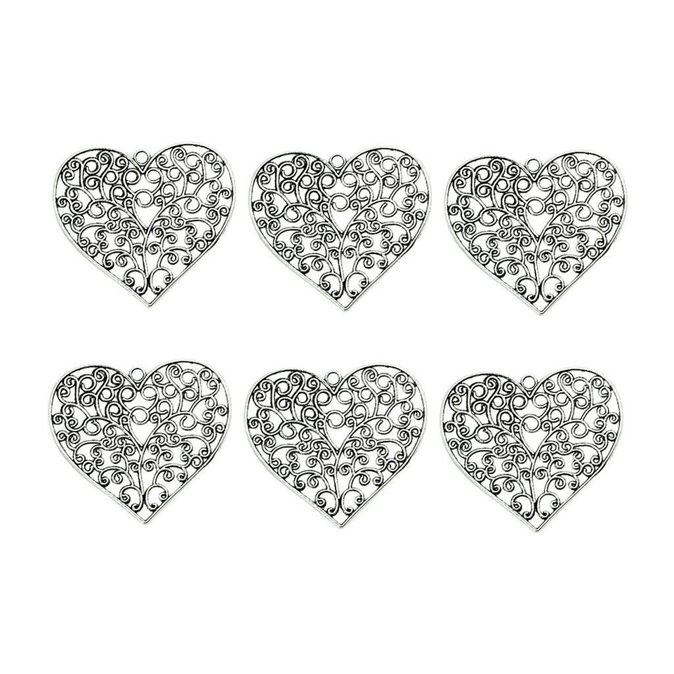 6 Pcs Extra Large Filigree Heart Shape DIY Jewelry Findings | eBay UK