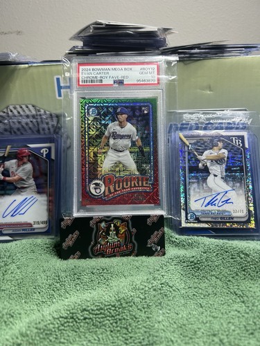 PSA 10 2024 Bowman Mega Box ROY Evan Carter RC Red Refractor 5/5 ...