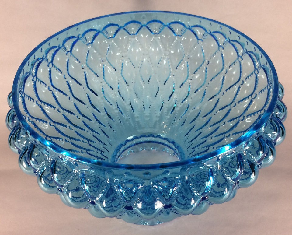 New 10" Light Blue Glass Diamond Quilted Student Lamp Shade w/ Crimp ...