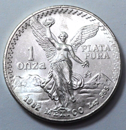 1982 1 Oz 999 Fine SILVER MEXICO Libertad Pura Plata Coin Round, No ...