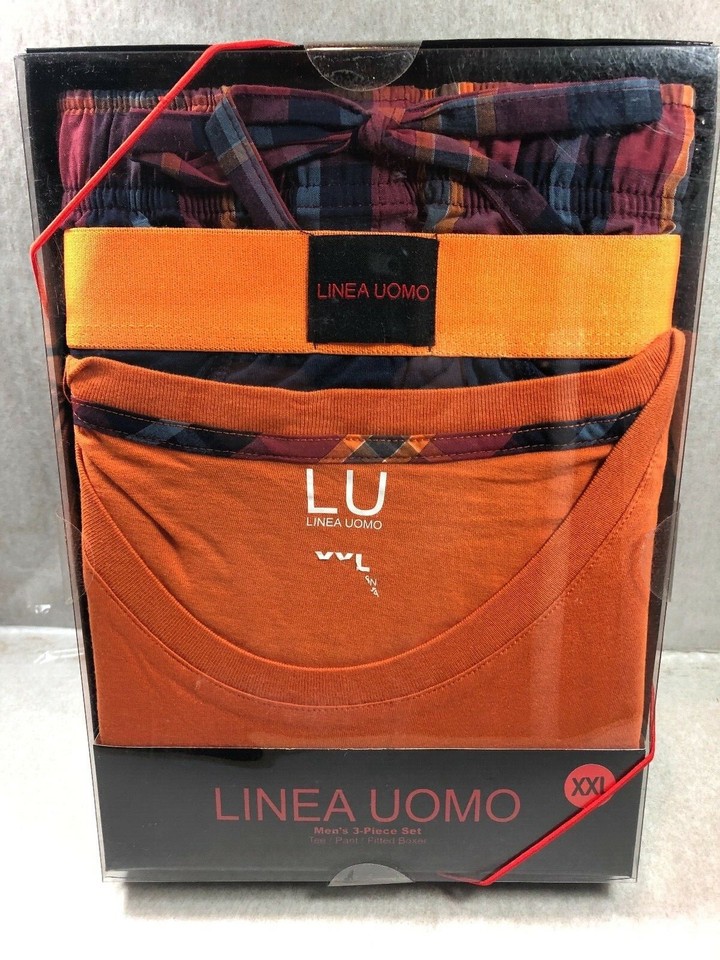 NEW LINEA UOMO MEN'S 3- PIECE SET CREW NECK TEE, LOUNGE PANT, FITTED ...