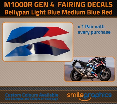 BMW M1000R belly Pan Decals - Red, Light Blue, Dark Blue | eBay