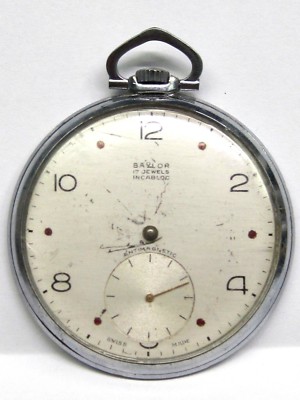 Vintage Baylor Base Metal Pocket Watch. SIZE 45 MM - 17 JEWELS # F-523 ...