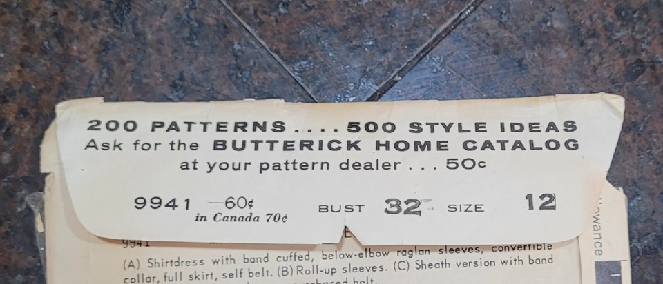 Butterick 9941 Dress Flared Vintage 1950s Sewing Pattern 12 Bust 32 ...