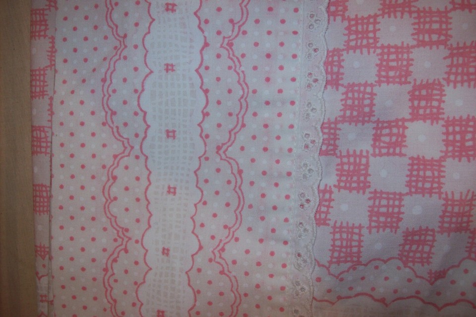 Vintage Utica Steven’s No-Iron Full Flat Sheet~Pink/White Checks & Dots ...