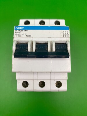 Hager M820 20A Type 2 3 Phase MCB | eBay