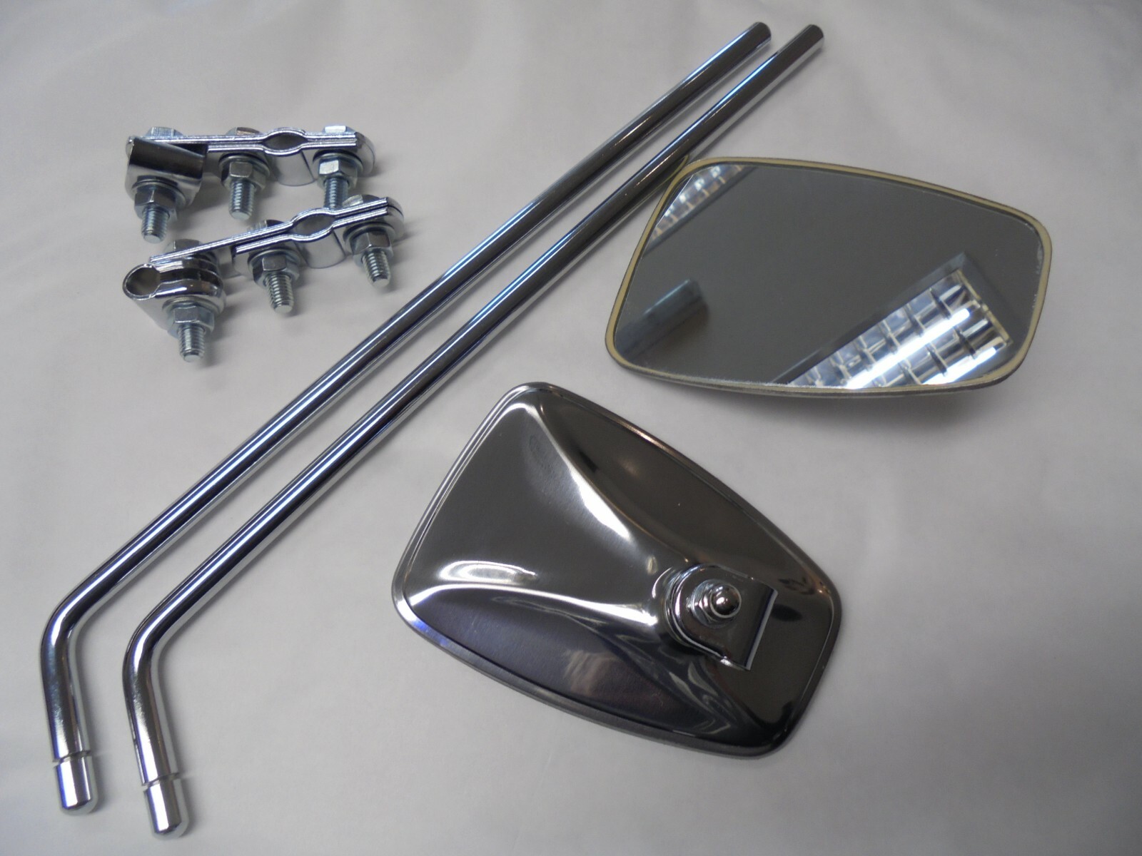 Two Chrome Mirrors with Stems and Clamps Lambretta Vespa MOD | eBay