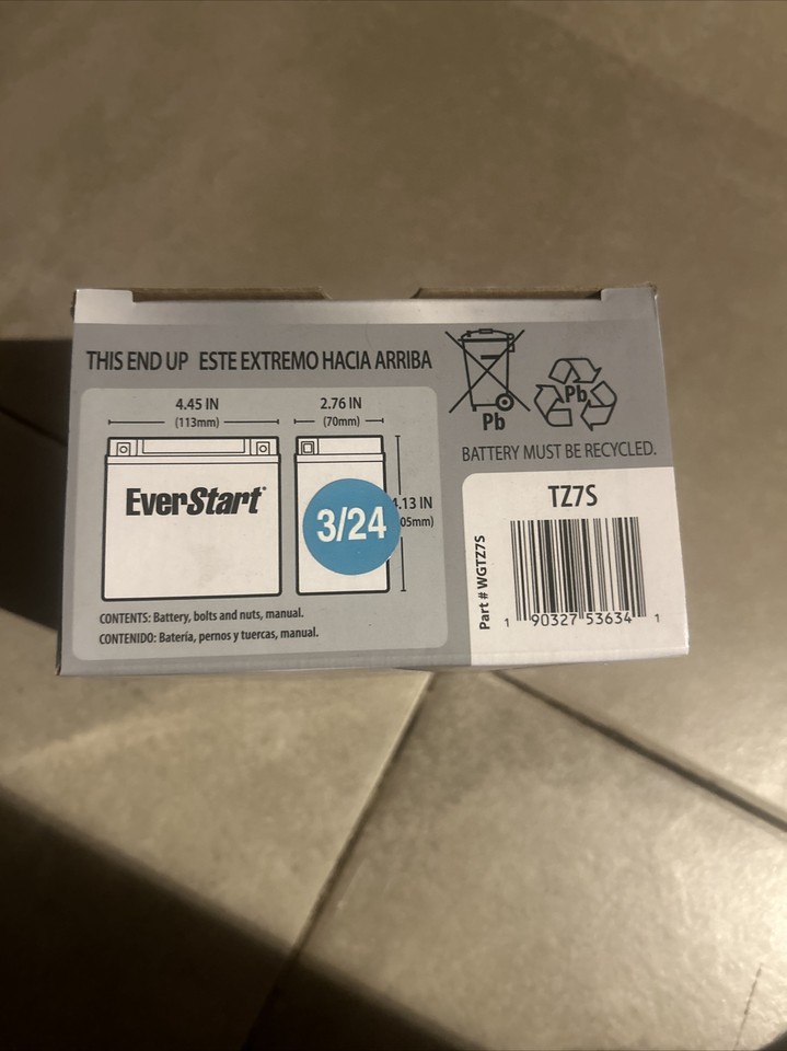 Everstart Platinum Powersport Battery TZ7S - For Motorcycles ATVS ...