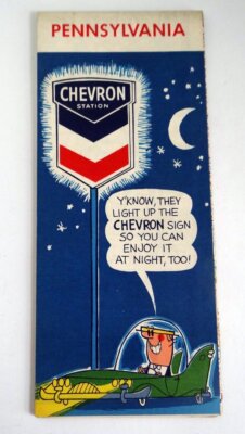 1960 Chevron Supreme RPM Gasoline Pennsylvania State Map Nice Clean | eBay
