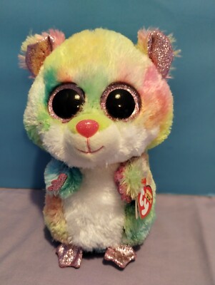 TY Beanie Boos 9" RODNEY Rainbow Hamster Plush Stuffed Animal Toy W ...