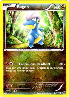 Pokemon - Bagon - 54/108 - Common - Reverse Holo - XY - Roaring Skies ...