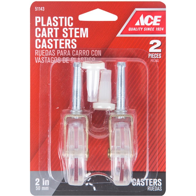 ACE 51143 Plastic Cart Casters Clear Stem 2" twin pack for sale online ...
