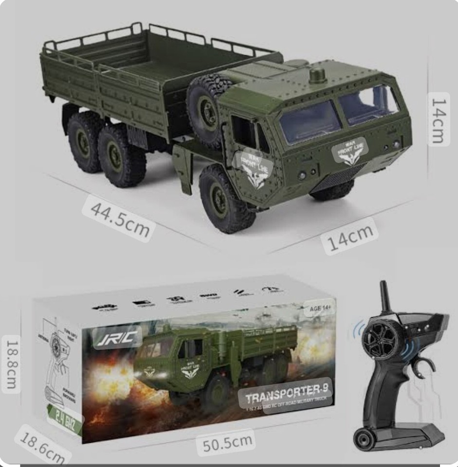 Transporter 9 RC Military Truck 6WD Rechargeable 2.4GHz Remote Control ...