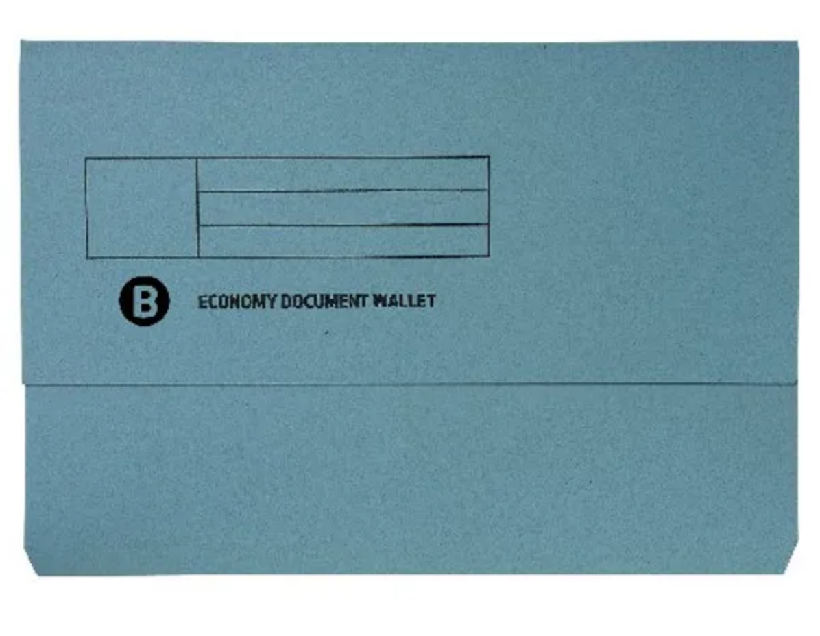 50 X BLUE A4 FOOLSCAP ENVELOPE FILING DOCUMENT WALLET FOLDERS +FREE 24H ...