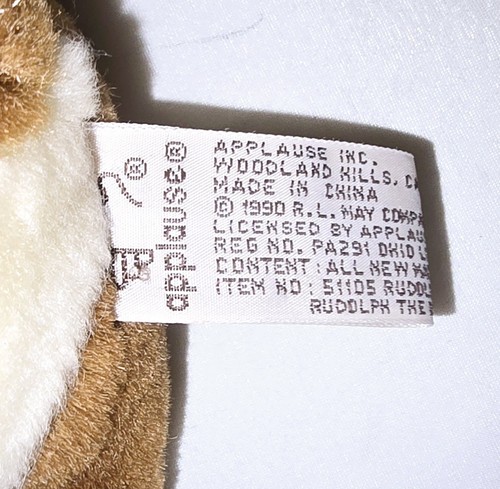 Vintage 1990 Applause Rudolph the Red Nosed Reindeer Plush Stuffed ...