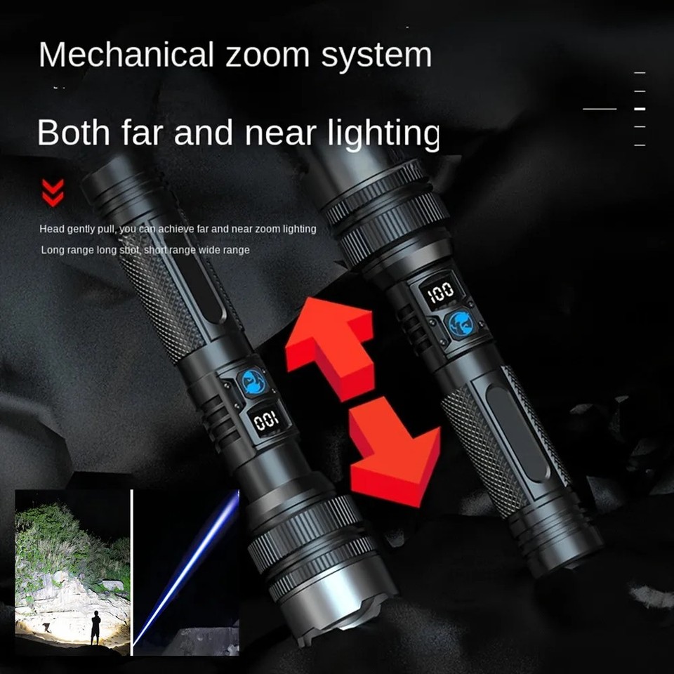 High Strong Power Led Flashlights 2000LM Tactical Torch with Display ...