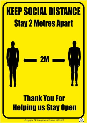 KEEP SOCIAL DISTANCE - 2 METRES APART A4 LAMINATED SIGNAGE | eBay UK