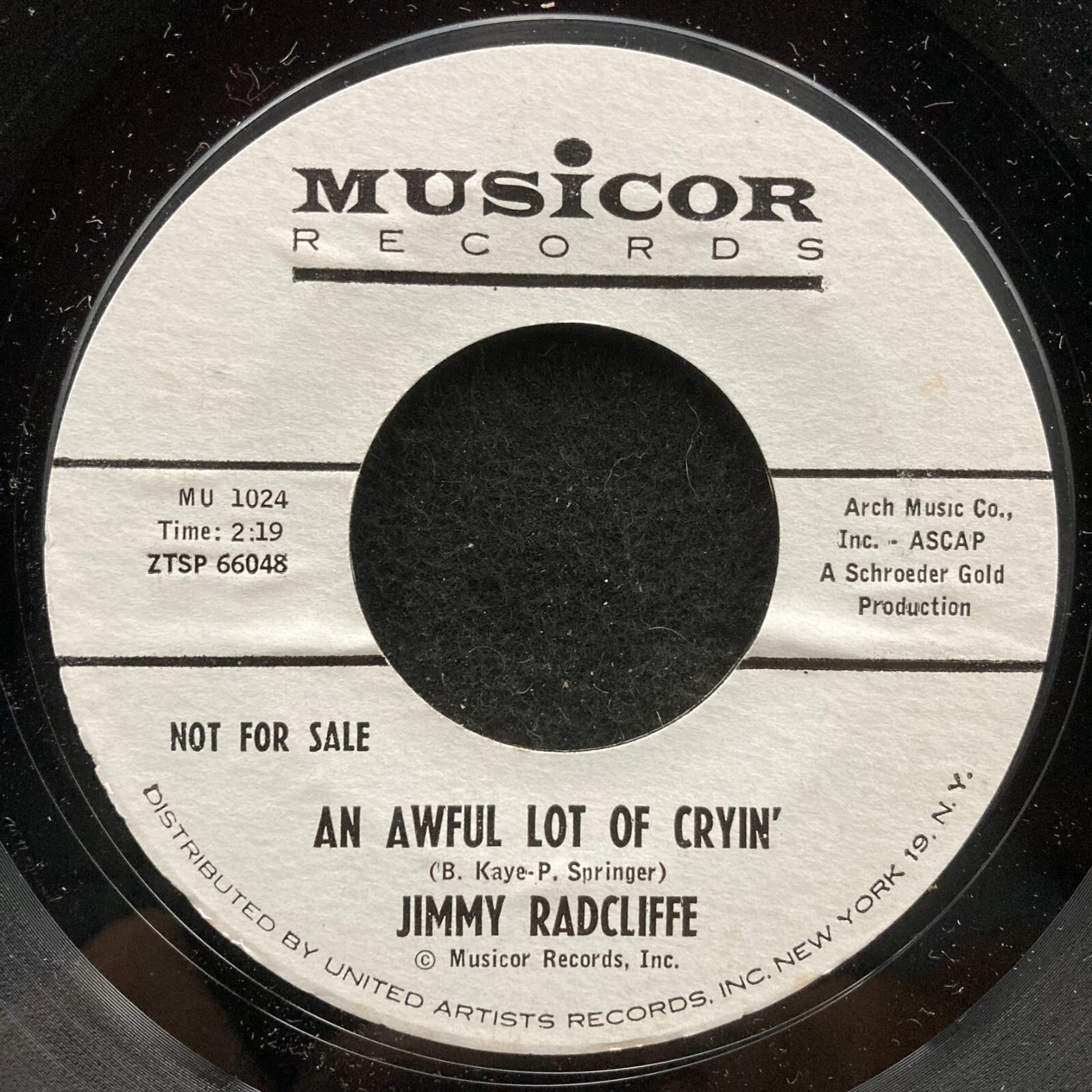 The Forgotten Man/An Awful Lot Of Cryin' by Jimmy Radcliffe (Musicor MU ...