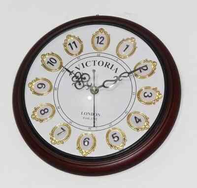 Victorian Vintage Handmade Wooden Frame Wall Clock Brass Design Round ...