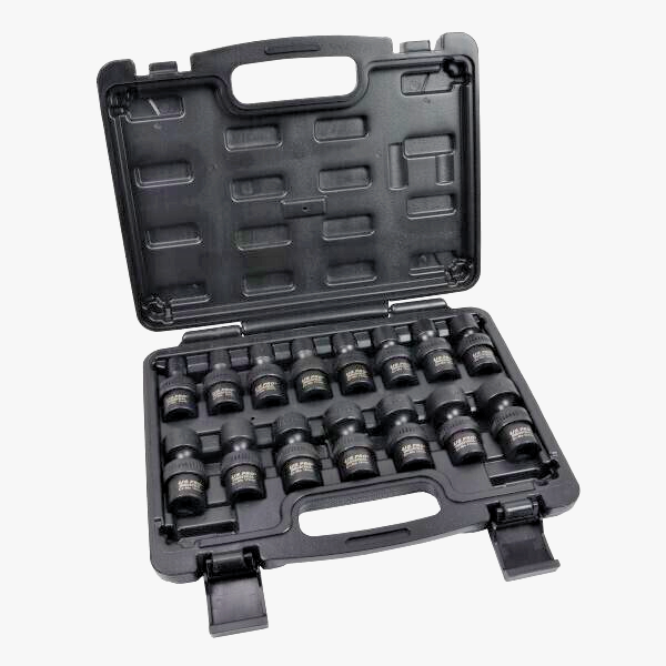 US PRO Tools 15PC 3/8" dr 6pt Swivel Impact Shallow Wobble Socket Set ...