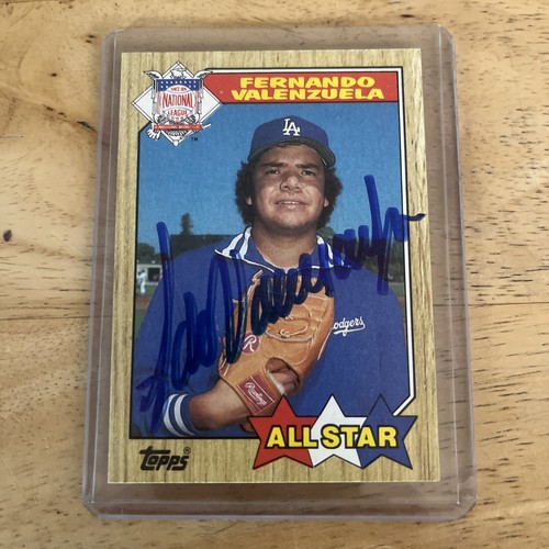 FERNANDO VALENZUELA 1987 Topps Signed Autograph Baseball Card #604 LA ...