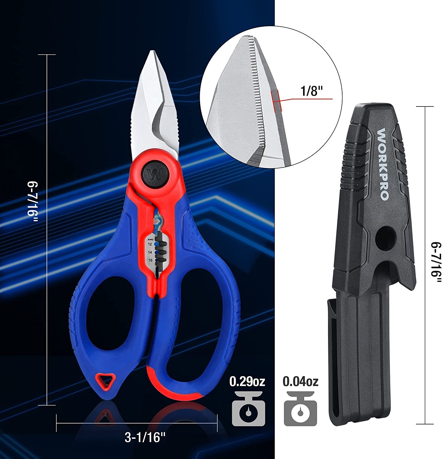 WORKPRO Stainless Electricians Scissors 6.4 inch Serrated Blade w/Wire Stripper | eBay