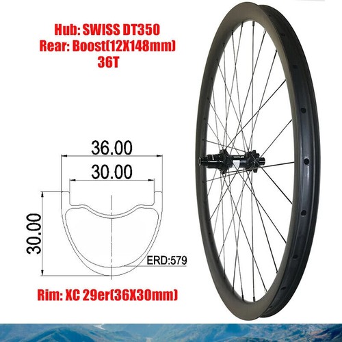 29er MTB Bicycle 36X30mm Rear Carbon Wheel 28 Hole Rim Boost 36T Hub ...