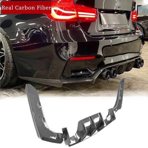 REAL CARBON Rear Bumper Diffuser Lip Body Kit For BMW F80 M3 F82 F83 M4 ...