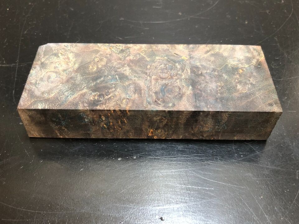 BL231 STABILIZED Double Dyed Maple Burl Knife Block Handle Pistol Grip ...